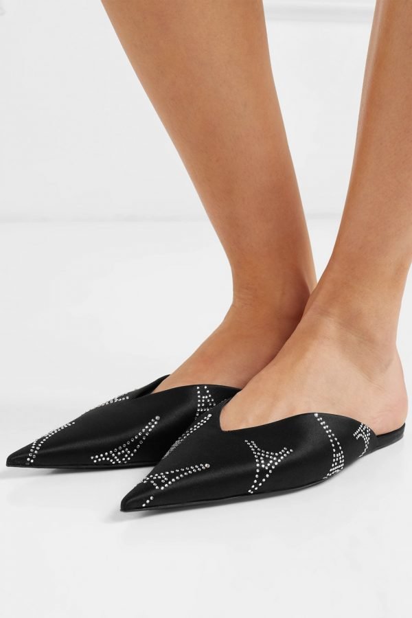 Buy Balenciaga Balenciaga Knife Crystal Embellished Satin Slippers ...