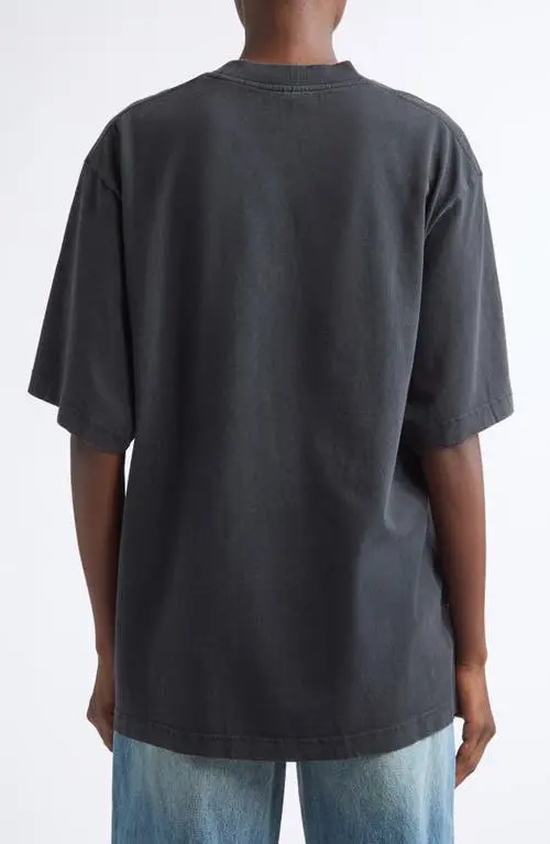 Alexander Wang Oversize Hotfix Crystal Street Sign Graphic T-shirt - Washed Black