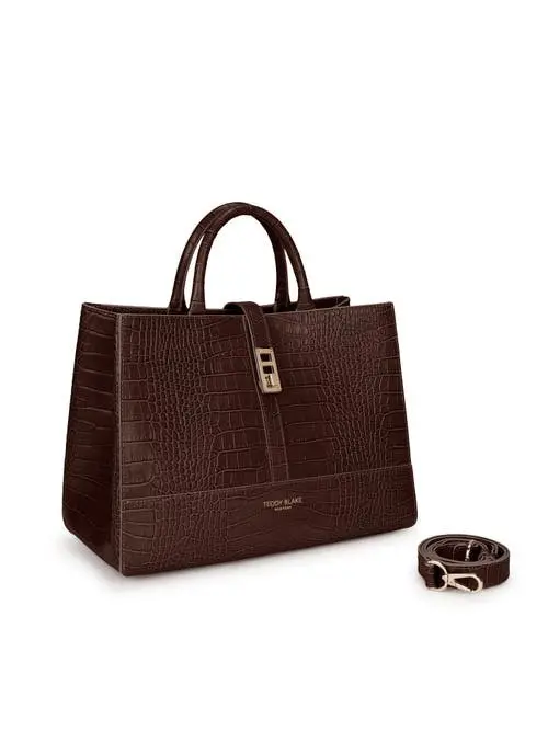 TEDDY BLAKE Lola Croco Handbag - Brown