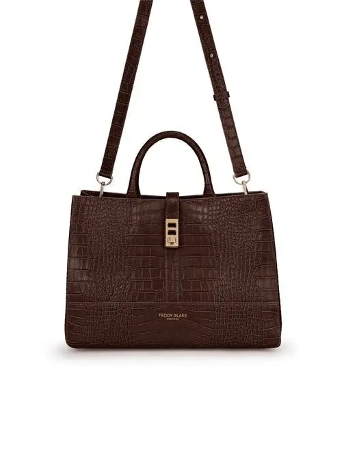 TEDDY BLAKE Lola Croco Handbag - Brown