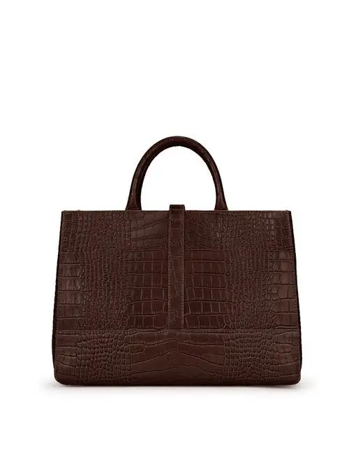 TEDDY BLAKE Lola Croco Handbag - Brown