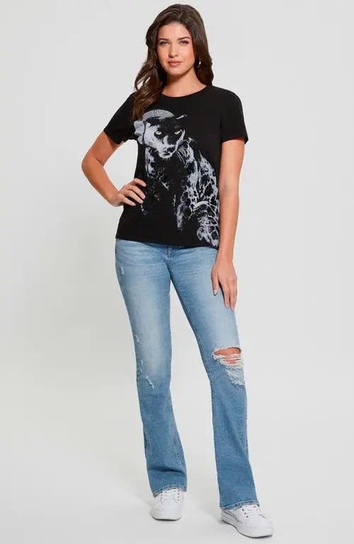 Guess Panther Moon Embellished Organic Cotton Graphic T-shirt