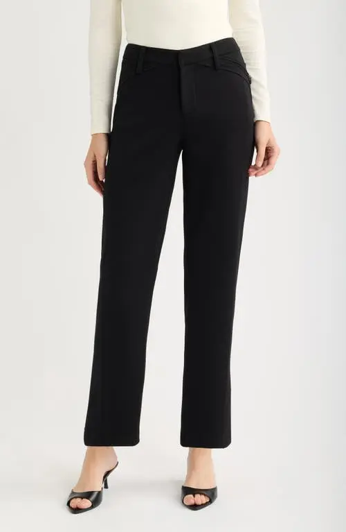CITY BLUES High Waist Straight Leg Pants - Black