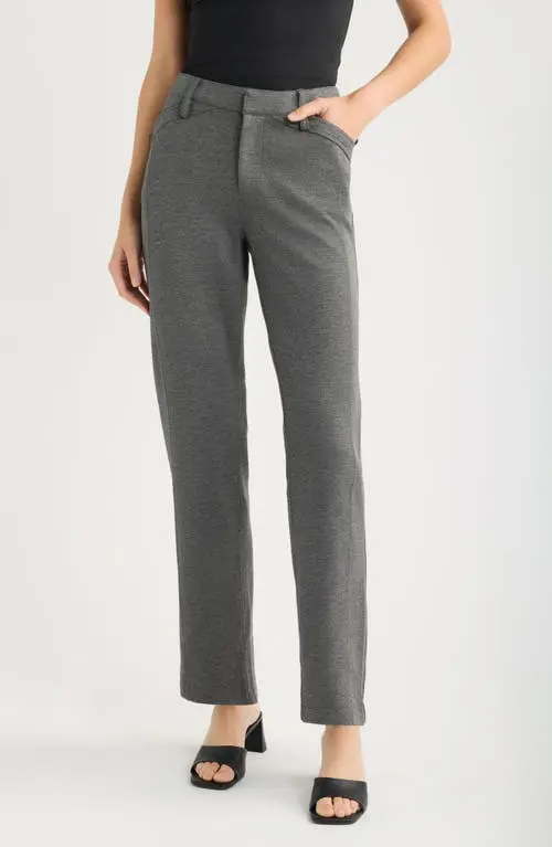 CITY BLUES High Waist Straight Leg Pants - Heather Gray