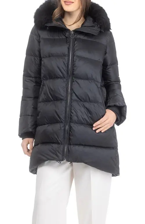 Gorski Apres-ski Horizontal Parka Coat With Detachable Toscana Lamb Hood Trim - Black/black