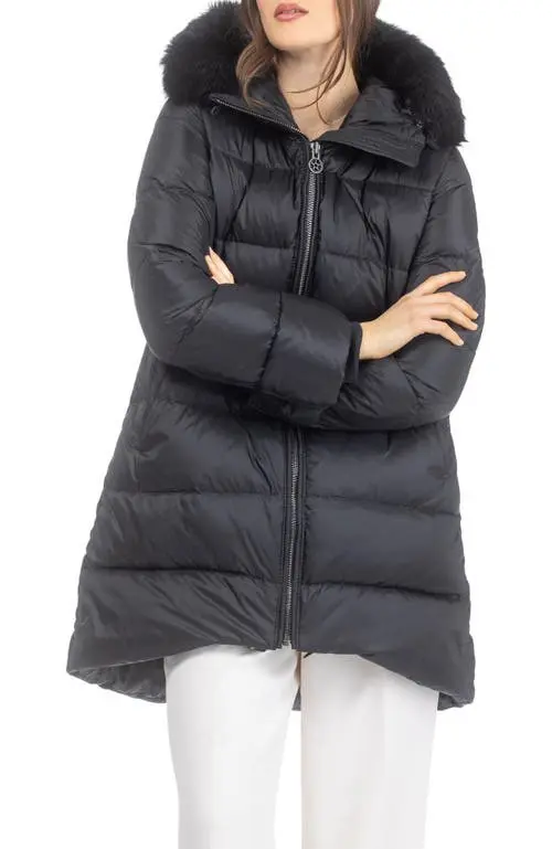 Gorski Apres-ski Horizontal Parka Coat With Detachable Toscana Lamb Hood Trim
