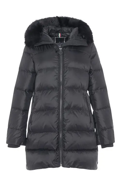 Gorski Apres-ski Horizontal Parka Coat With Detachable Toscana Lamb Hood Trim