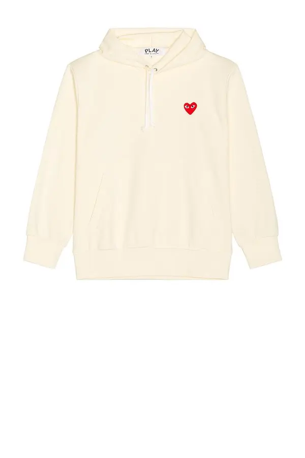 Play Comme Des Garcon Pullover Hoodie With Red Emblem - Ivory