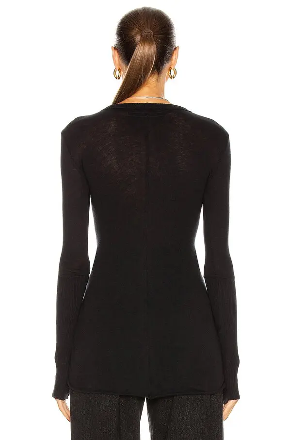 Enza Costa Cashmere Cuffed Crew Tee - Black