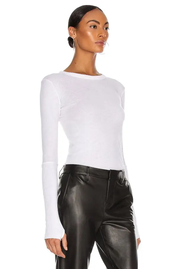 Enza Costa Cashmere Cuffed Crew Tee - White