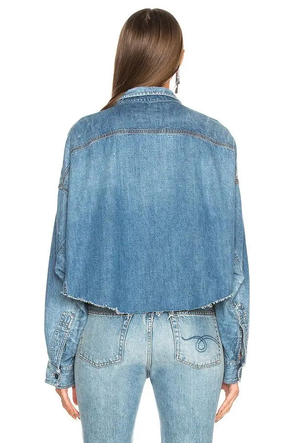 R13 Cropped Denim Shirt - Brindley