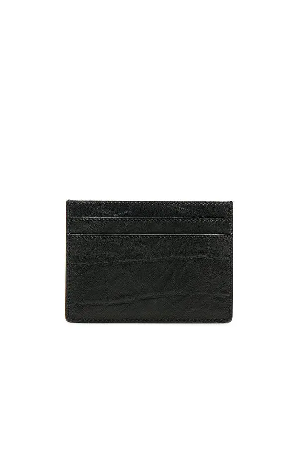 Saint Laurent Croc Embossed Cardholder - Black