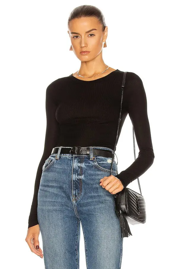 Enza Costa Rib Viscose-blend Tee - Black