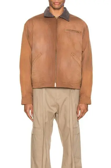 Fear Of God Canvas Work Jacket In Brown,Neutral In Brick Brown