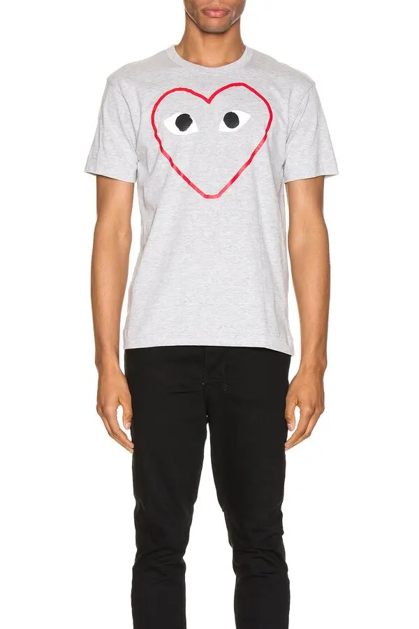 Play Comme Des Garcon Heart Logo Tee - Grey