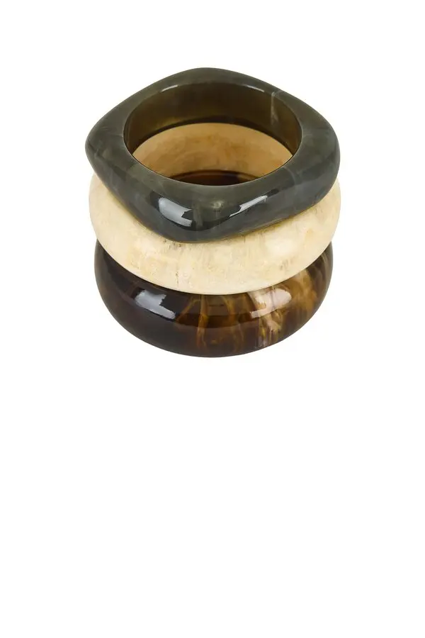 JORDAN ROAD Mallorca Bangle Set - Swirled Cream  Green  & Brown