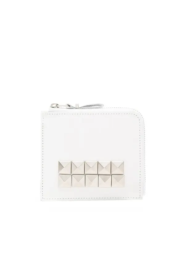 Comme Des Garçons Studded Leather Zip Wallet - White