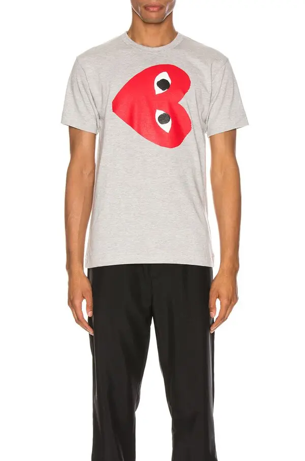 Play Comme Des Garcon Sideways Heart Logo Tee - Grey