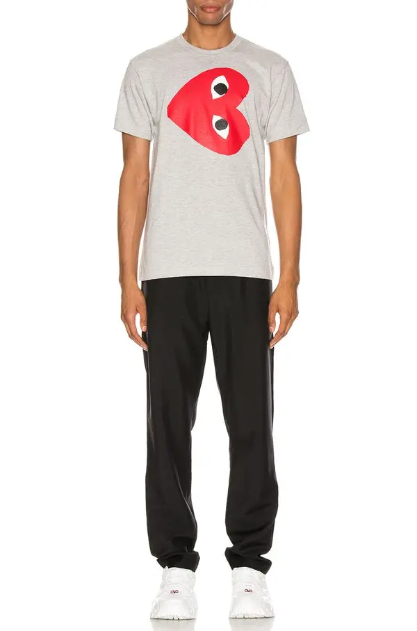 Play Comme Des Garcon Sideways Heart Logo Tee - Grey