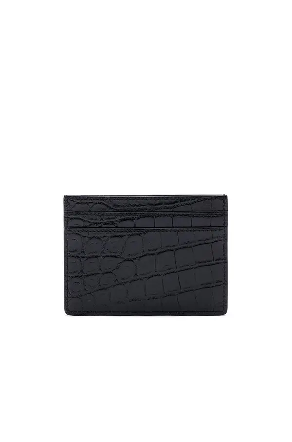 Saint Laurent Croc Leather Card Case