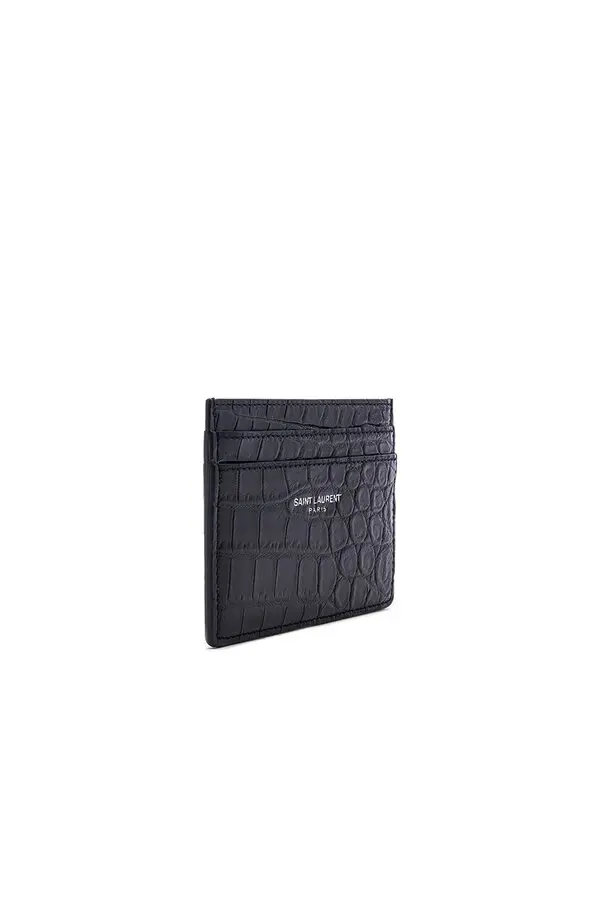 Saint Laurent Croc Leather Card Case