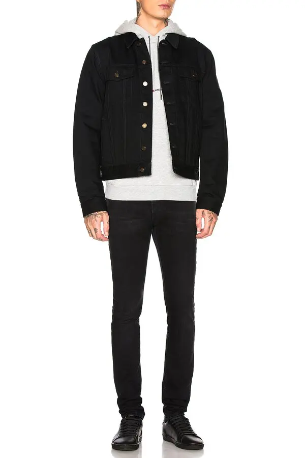 Saint Laurent French Terry Hoodie With Drawstring - Grey