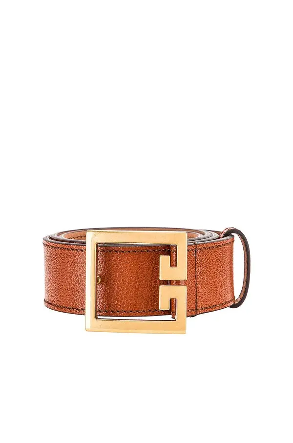 Givenchy Flat Grained Leather Logo Belt - Chestnut