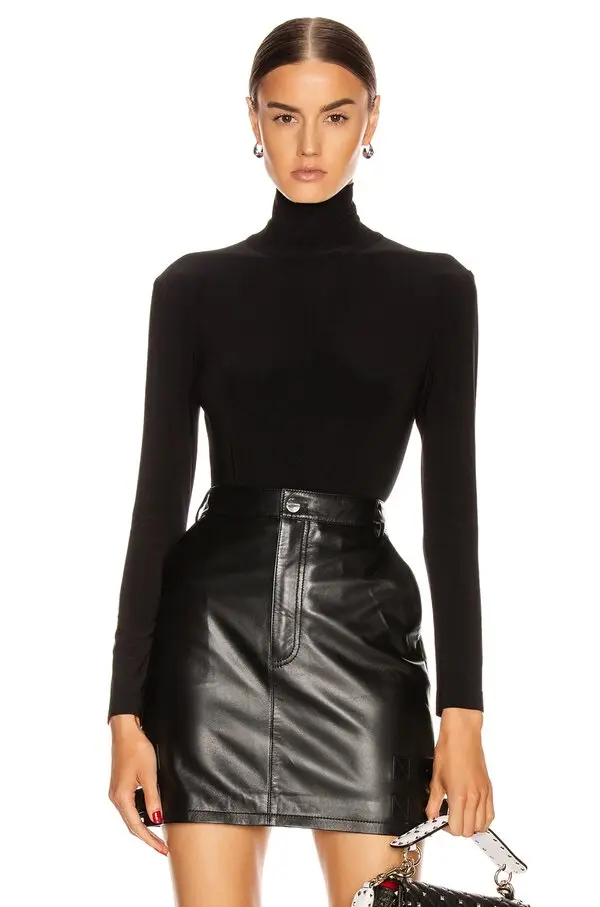 Norma Kamali Long Sleeve Turtleneck Bodysuit - Black
