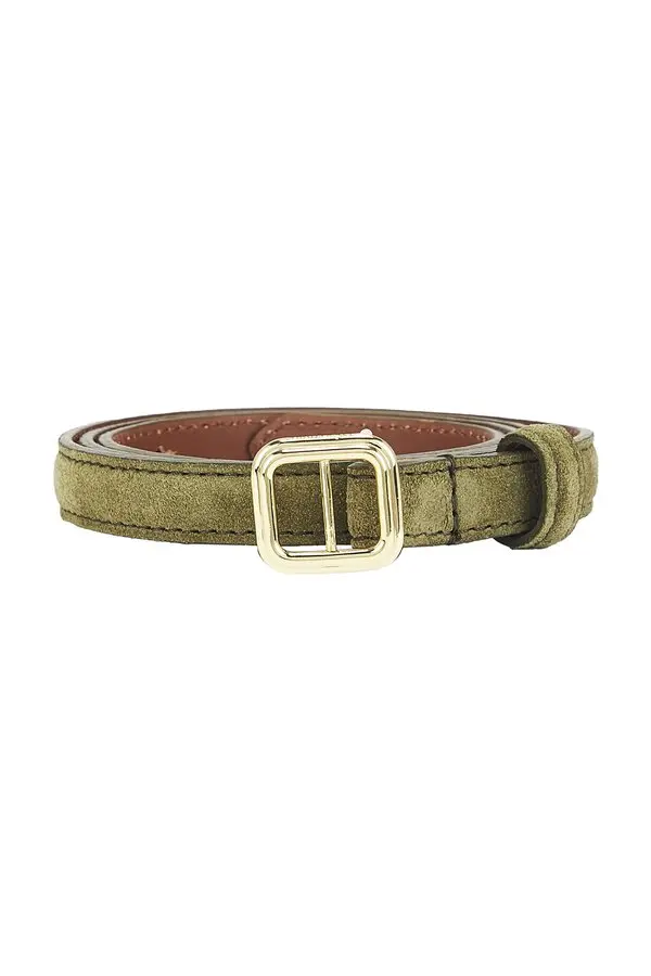 Lié Studio Georgia Wide Belt - Moss Green Suede