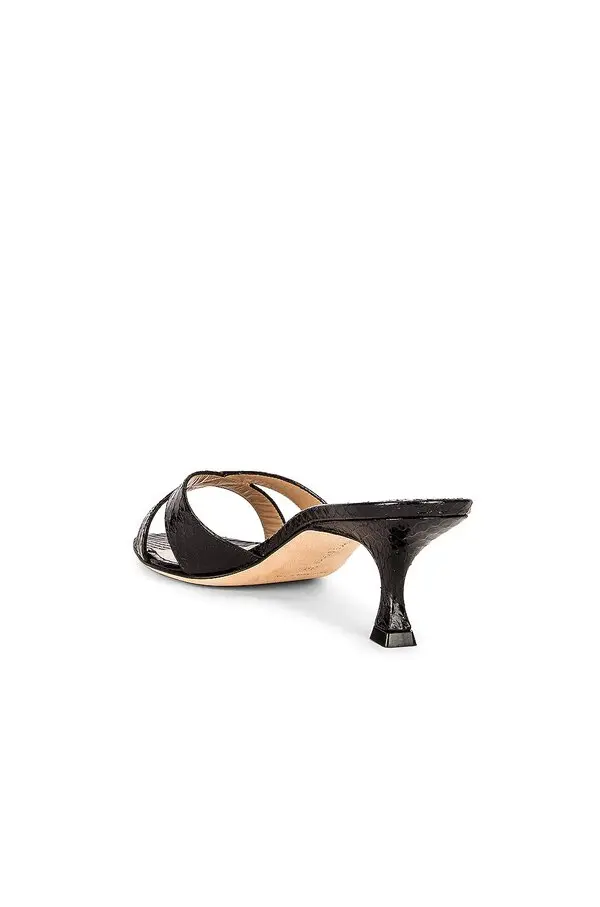 Manolo Blahnik Calla 50 Mule Sandal - Black Snake