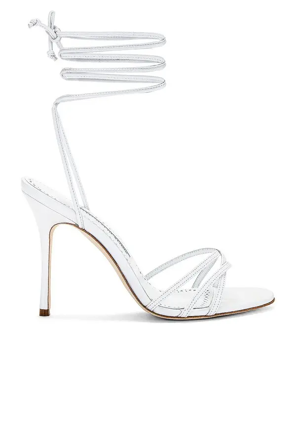 Manolo Blahnik Leather Leva Sandals - White