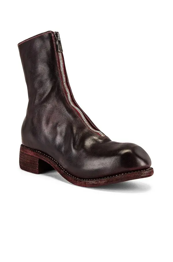 Guidi Pl2 Full Grain Horse Front Zip Boots - Burgundy