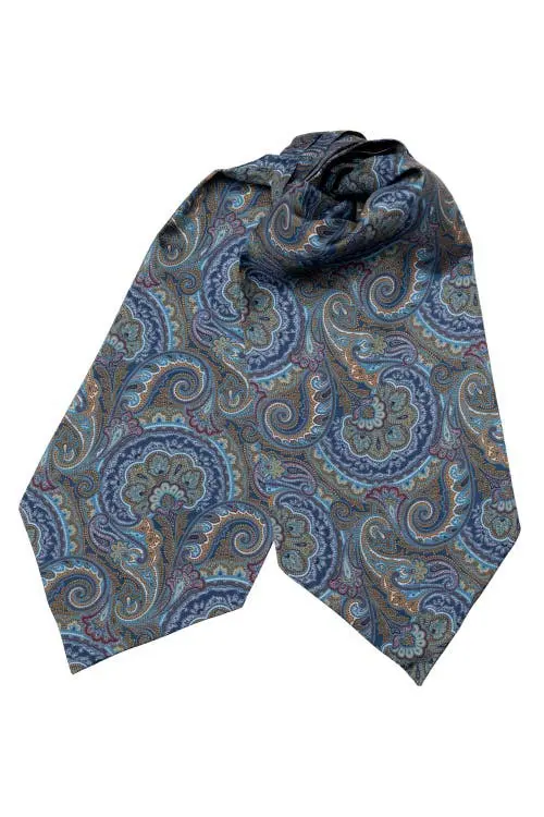 ELIZABETTA Bugatti Silk Ascot Cravat - Petrol Blue