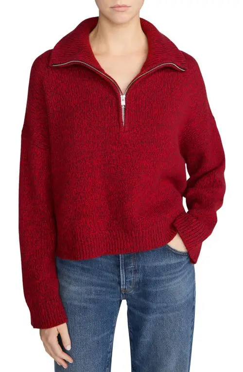 FRAME The Half Zip Marled Sweater - Paprika