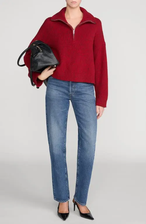 FRAME The Half Zip Marled Sweater