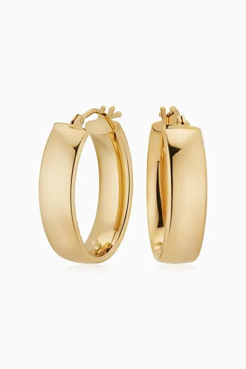 ORADINA 14k Midi Oval Hoops - Yellow Gold