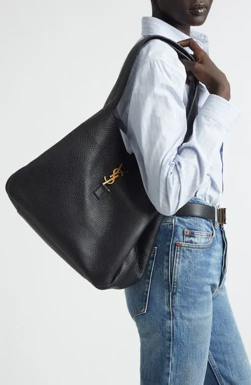 Saint Laurent Le 5 À 7 Bea Leather Tote - 1000 Noir
