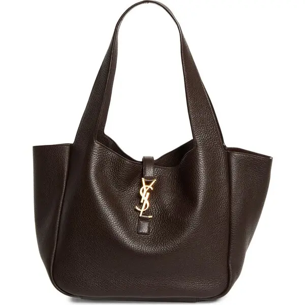 Saint Laurent Le 5 À 7 Bea Leather Tote - Marron Fonce