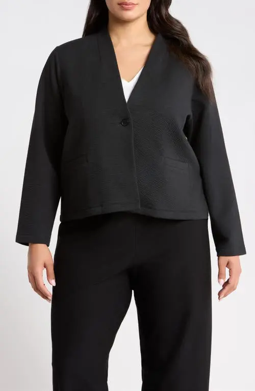 Eileen Fisher High Collar Crop Jacket - Black