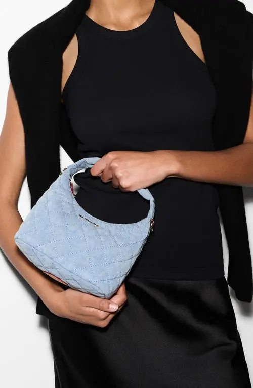 Mz Wallace Mini Metro Quilted Denim Hobo