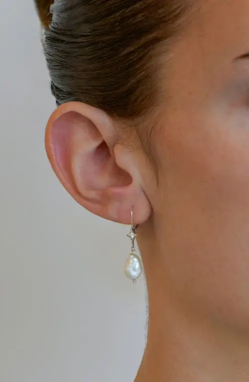 Anzie Emilia Gothic Star Cultured Pearl Drop Earrings