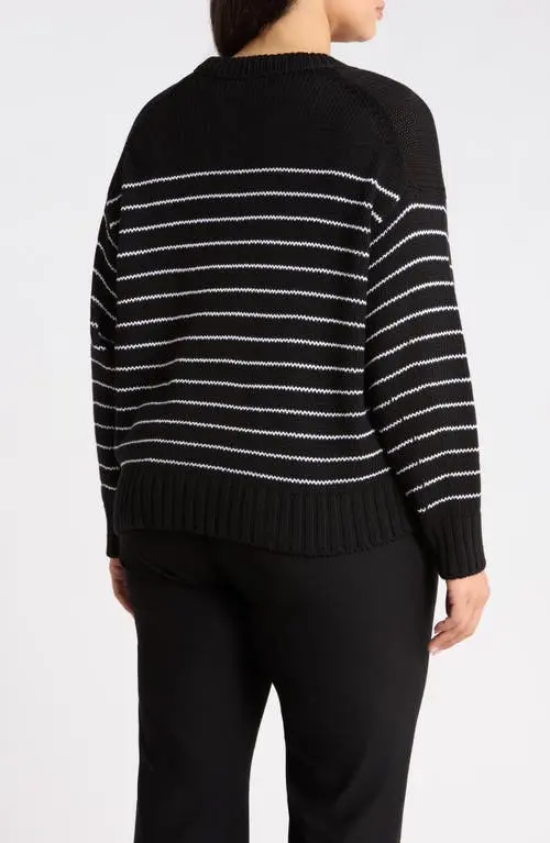 Eileen Fisher Striped Organic Cotton Crewneck Sweater