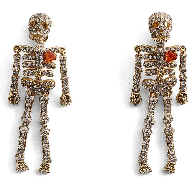 Baublebar Love You To Death Skeleton Drop Earrings - Orange/gold