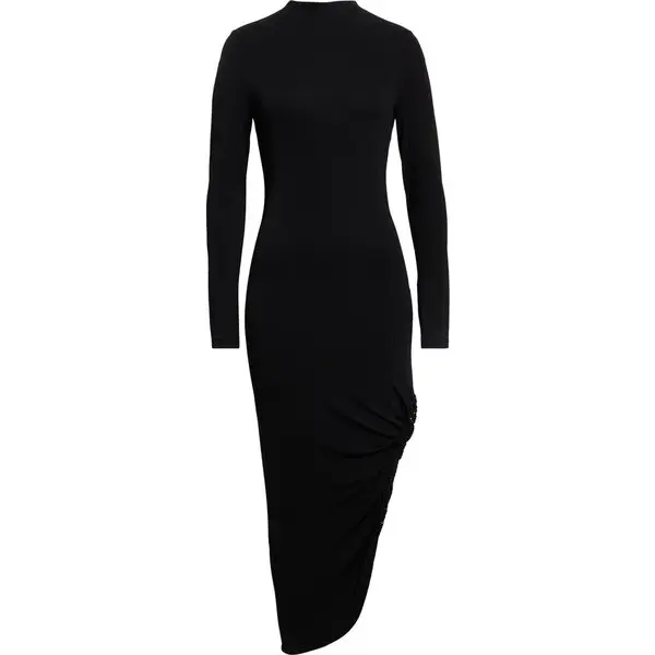 Alexander Wang Twisted Drape Long Sleeve Jersey Dress - Black