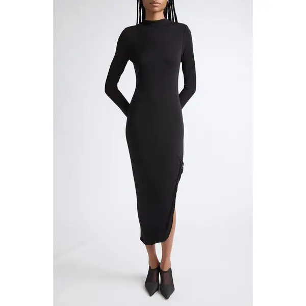 Alexander Wang Twisted Drape Long Sleeve Jersey Dress - Black