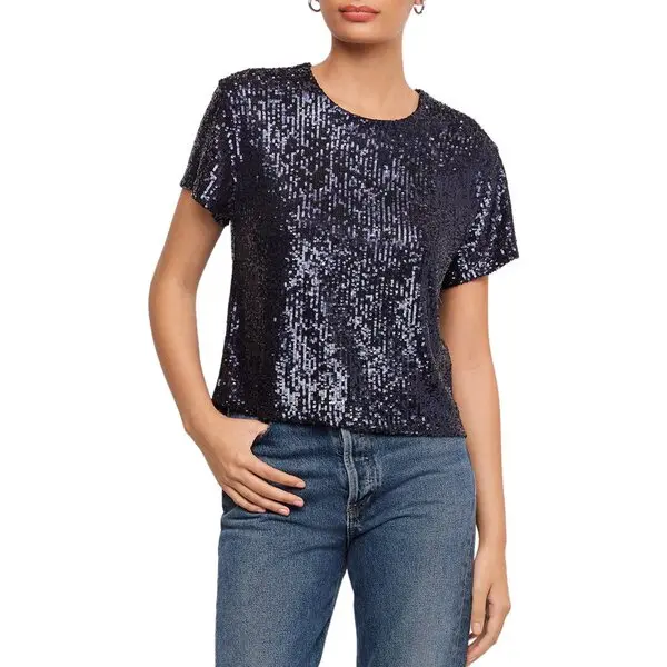 Fifteen Twenty Sequined Crewneck Top