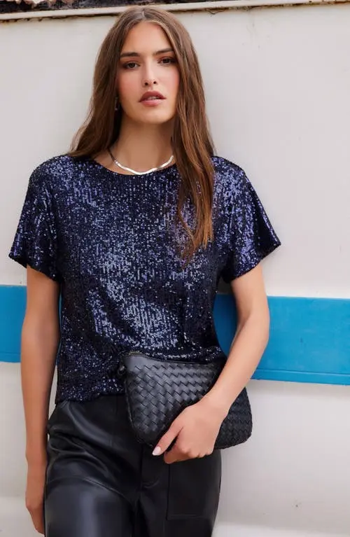 Fifteen Twenty Sequined Crewneck Top