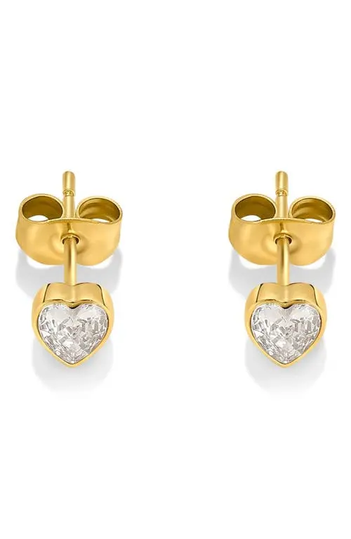 D.LOUISE Heart Stud Earrings With Pavé Crystals