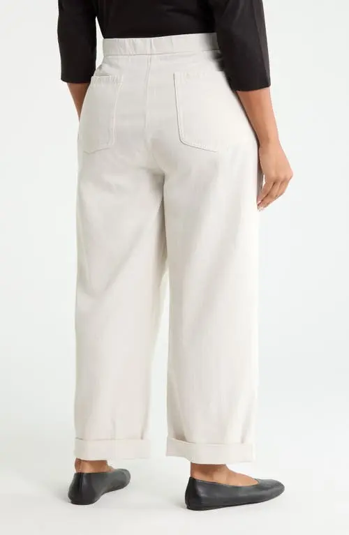 Eileen Fisher Organic Cotton Ankle Straight Leg Pants - Plaster