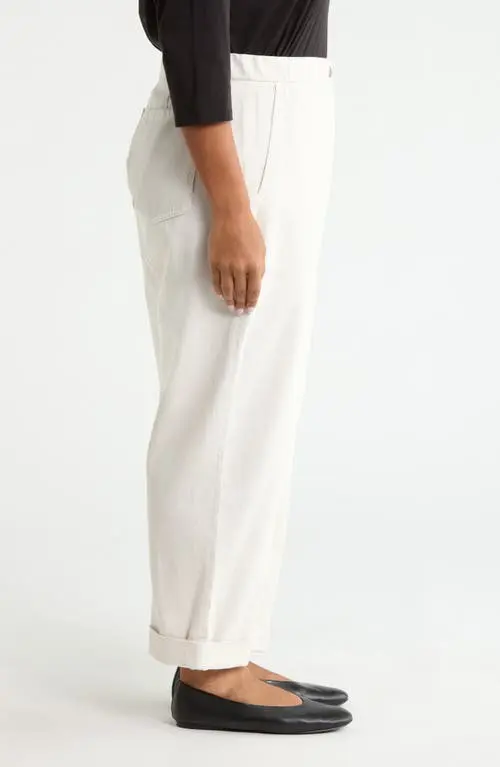 Eileen Fisher Organic Cotton Ankle Straight Leg Pants - Plaster